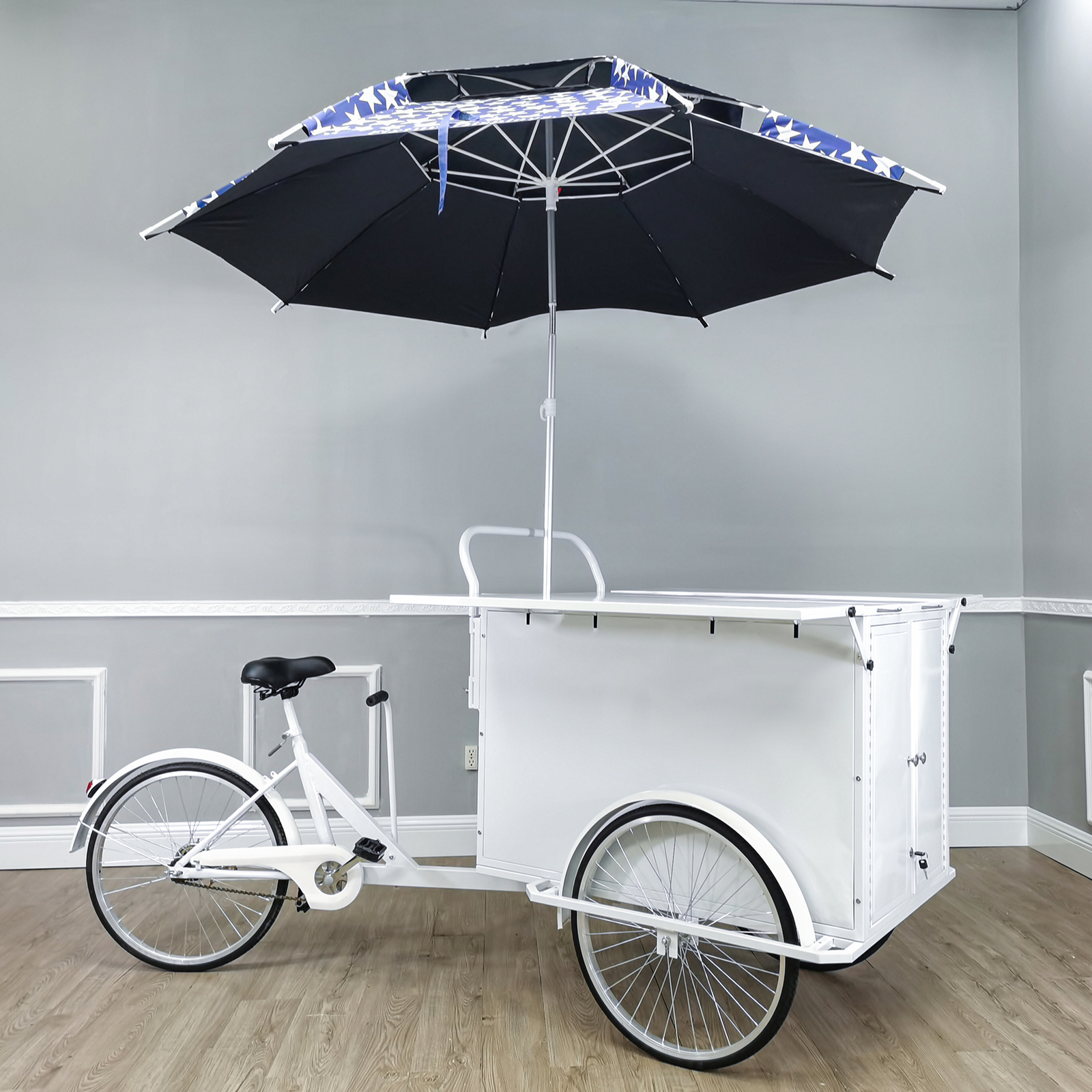 24" Tire 90X51.5X41" White Vending Trike Mobile Food Bike Cart 86.6 ...