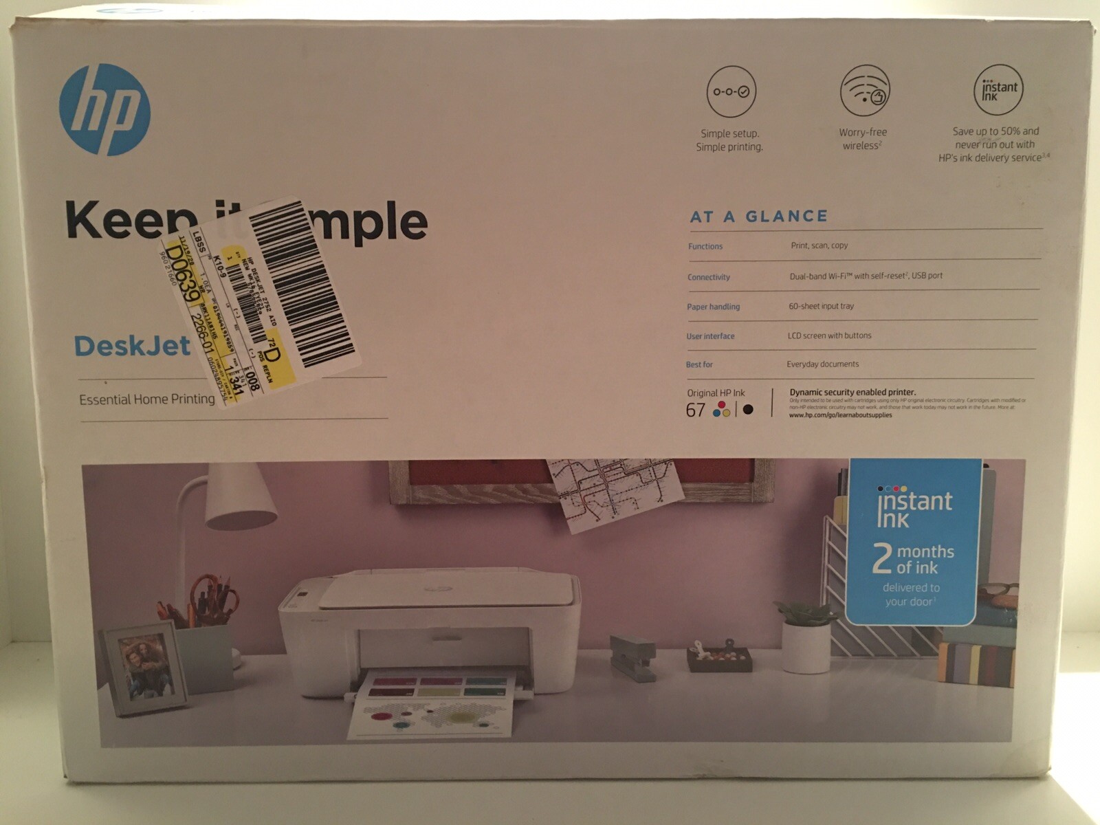 HP Deskjet 2752 Wireless All In One Color Inkjet Printer- Instant Ink ...