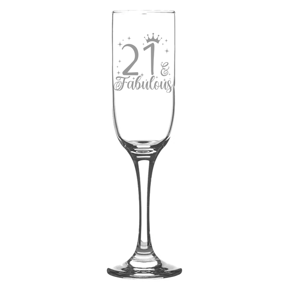 Personalised 21st Champagne Glass 21 and Fabulous Engraved 21st ...