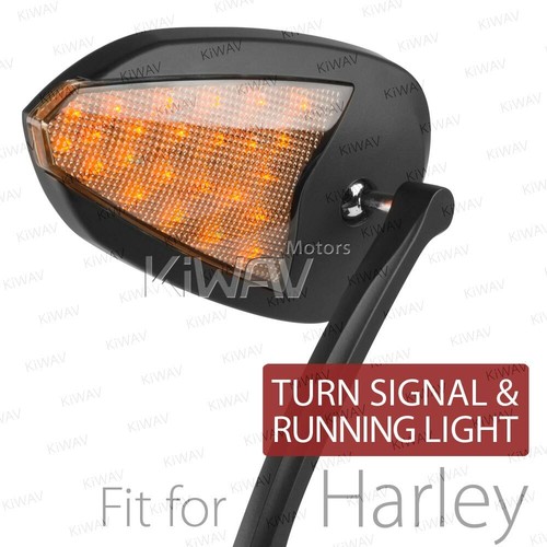 Flash LED Mirrors Black Running Light Indicator For Harley Dyna Fat Bob ...