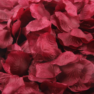 DARK RED SILK ROSE PETALS FLOWER TABLE DECORATION CONFETTI WEDDING ...
