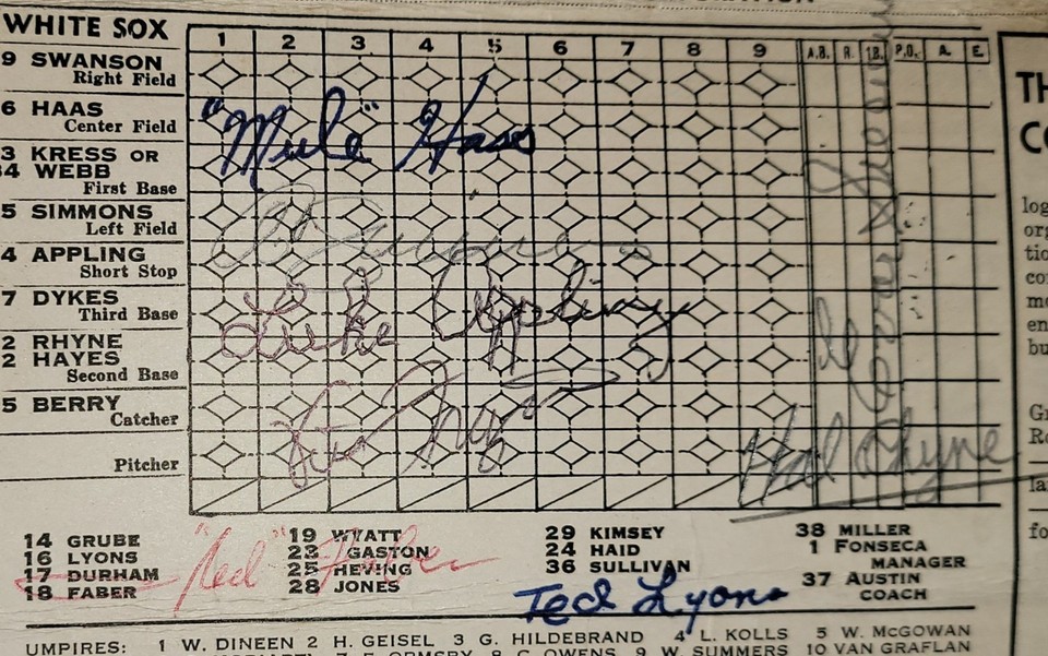 1933 Moe Berg, Al Simmons, Etc Autographed Senators Program - 17 ...