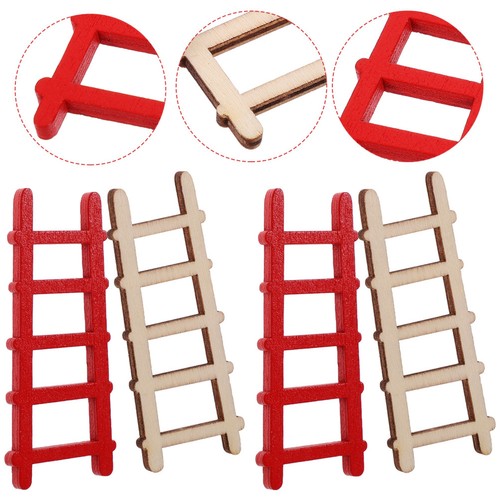 10 Pcs Miniature Wooden Step Ladder Doll House Garden Decorative Model ...