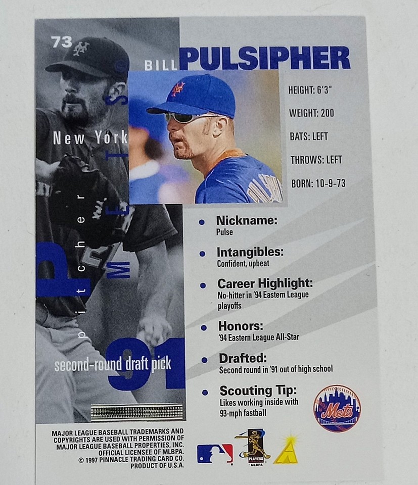 1997 Pinnacle Inside Bill Pulsipher #73 New York Mets | eBay