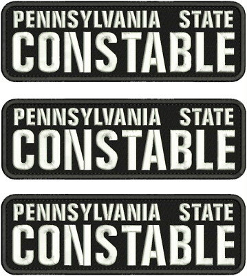 P STATE CONSTABLE 3 EMB PATCH 3X10 HOOK ON BACK WHITE ON BLACK | eBay