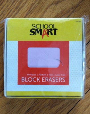 School Smart Block Eraser Medium Pink Box Of 60 | eBay