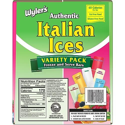 Wyler's Authentic Italian Ice Fat Free Freezer Bars Original Flavors ...