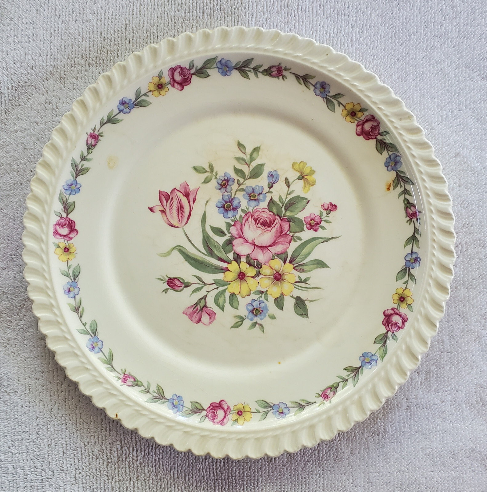 Harker Royal Gadroon U.S.A. Flower Bouquet 7 1/2 inch Salad Plate | eBay