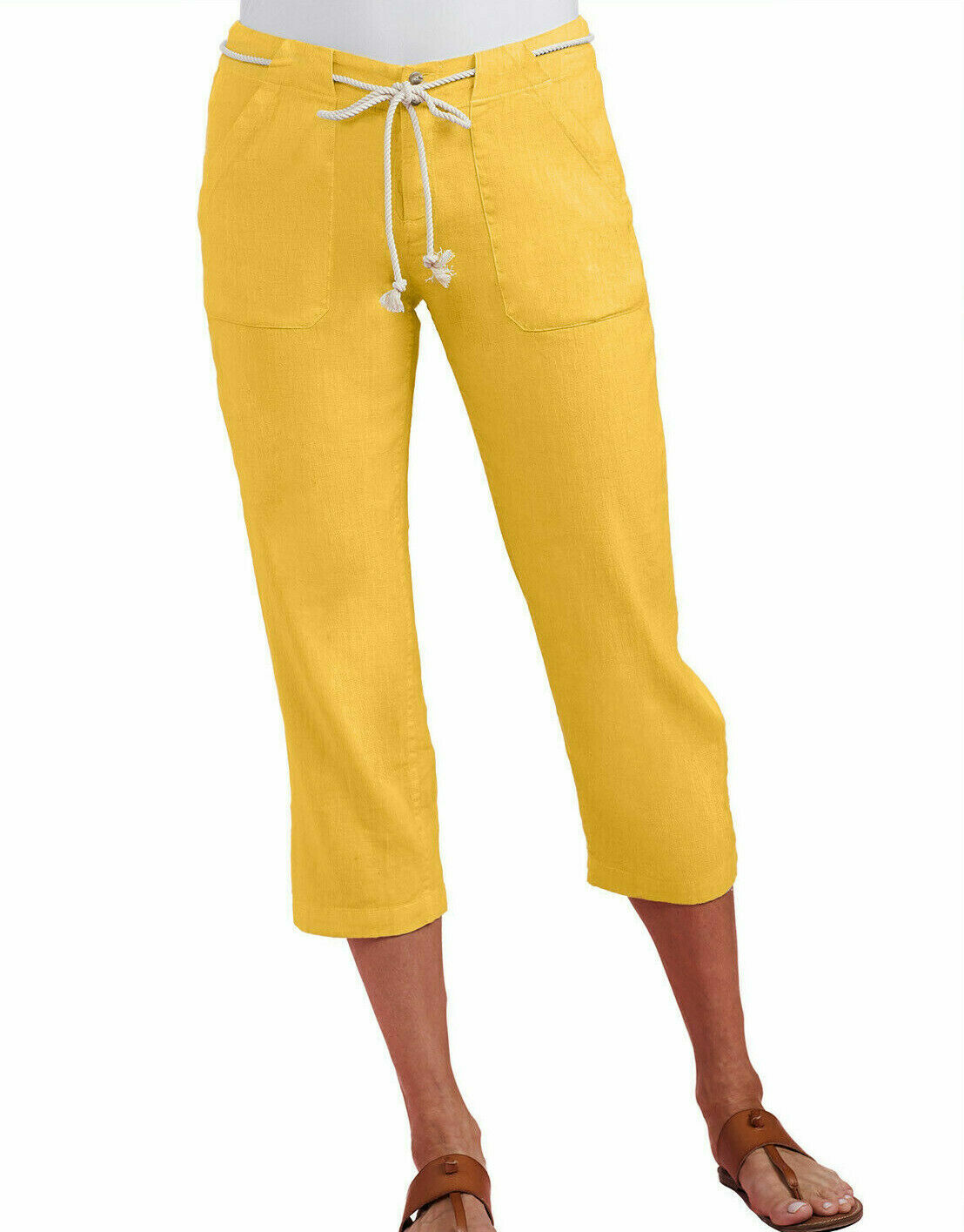 NWT Fresh Produce M Del Mar Capris Nautical Linen Crop Pants Punchy ...