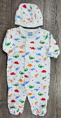 Baby Boy Clothes Nwot Little Me Preemie 2pc Bright Dinosaur Footed ...