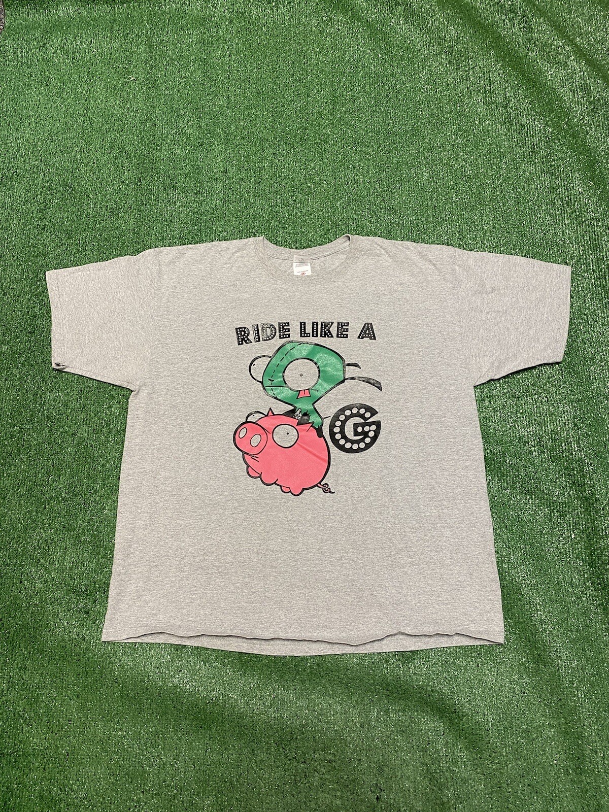 Vintage Invader Zim "Ride Like A Pig" Gray Shirt Men… - Gem