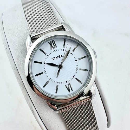 Timex Quartz Watch Women’s Silver Mesh Band Roman Analog - New Battery ...