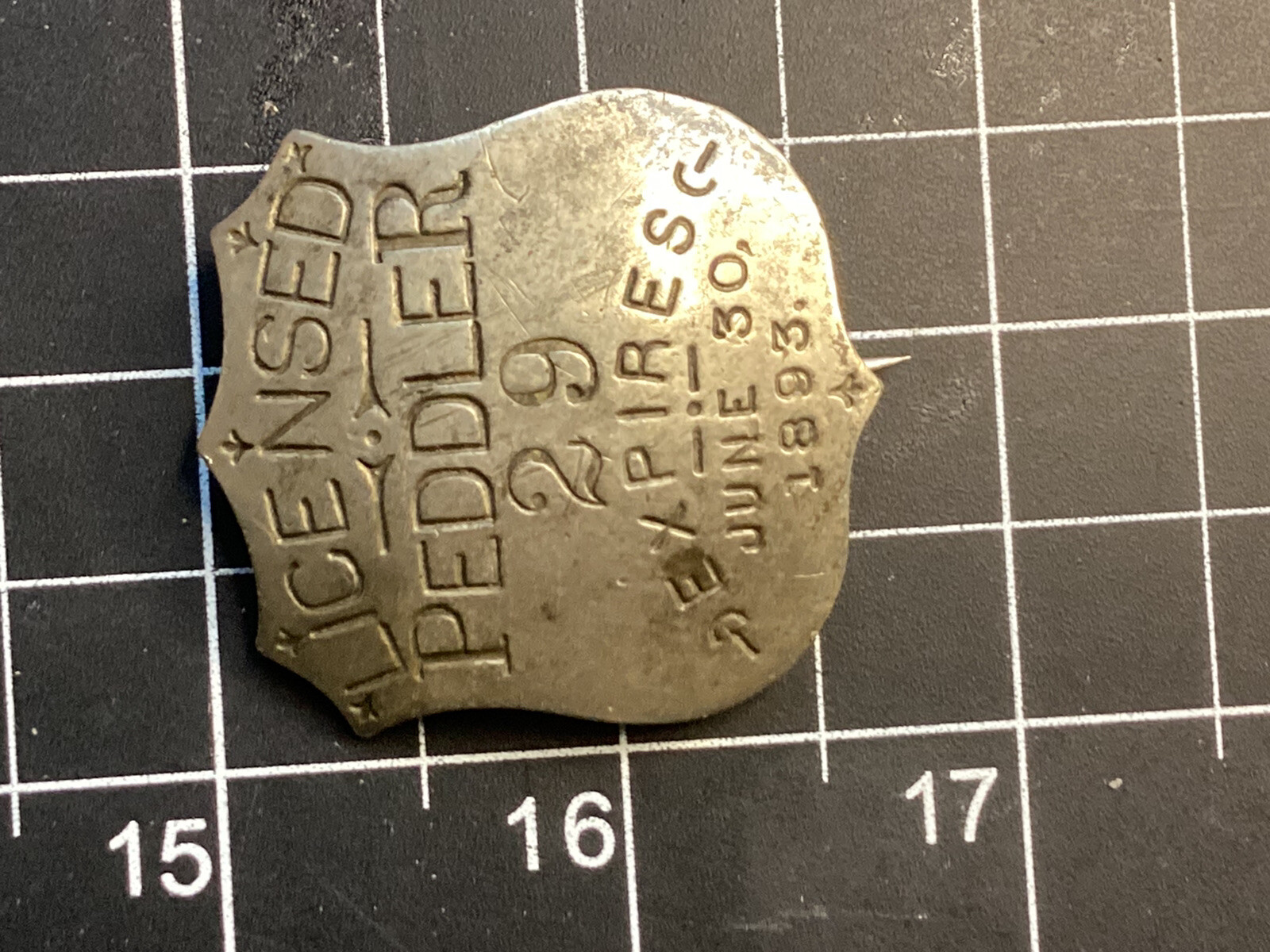 Rare Mich. 1893 peddlers badge first year issued By Geo, J Mayer ...