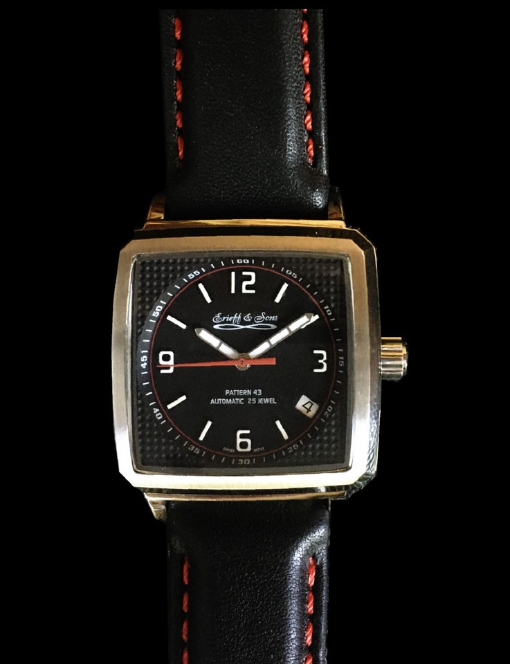 Swiss ETA automatic watch with convex sapphire crystal, leather strap ...