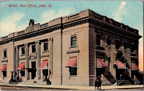Vintage Postcard Post Office Joliet Illinois Historic Stone Building ...