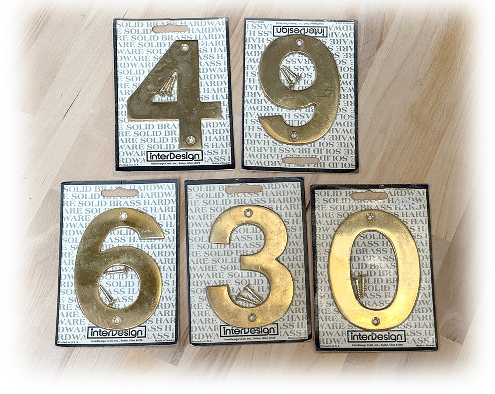 Vtg InterDesign 4,9,3,6 or 9 Solid Brass Residential House Brass Number ...