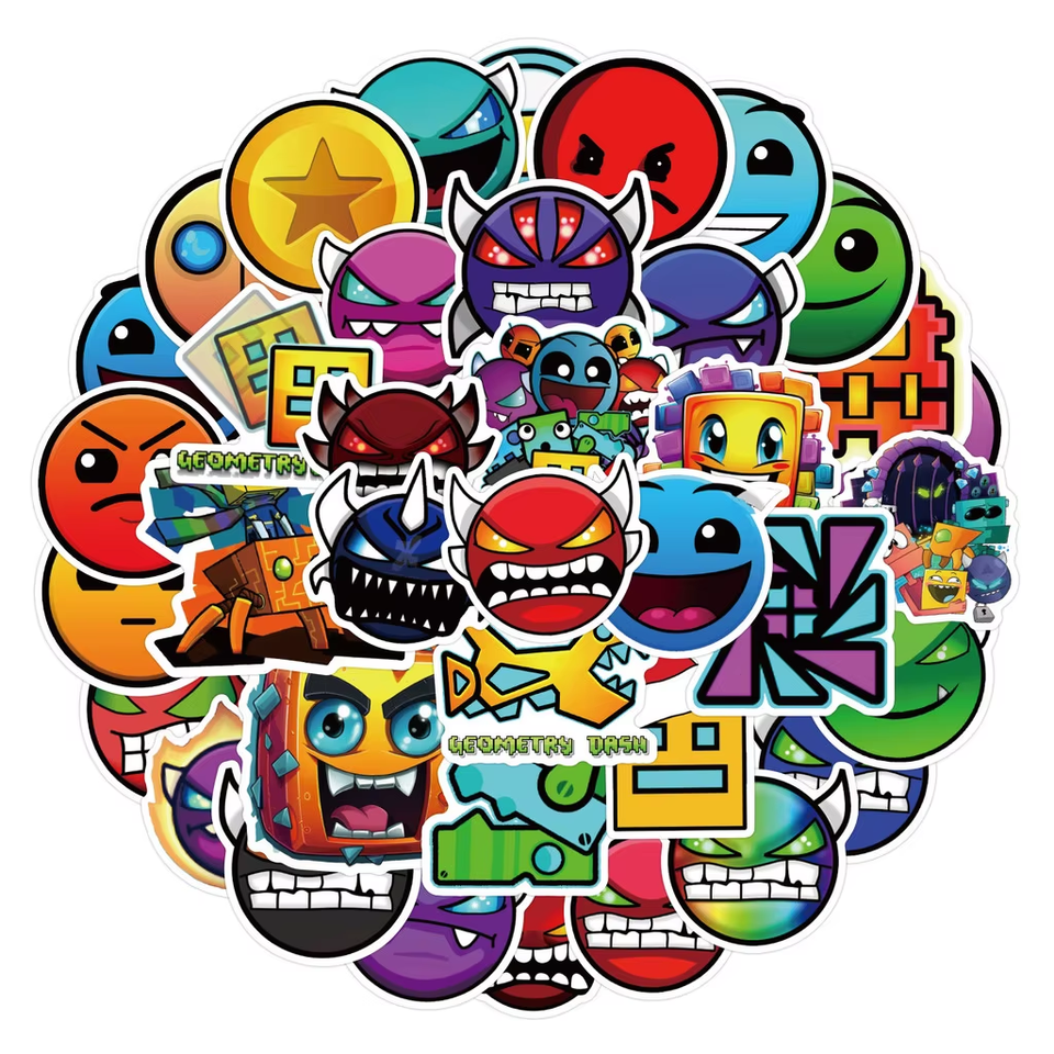 50PCS Hot Game Geometry Dash Graffiti Stickers for Bicycle Hand Account ...