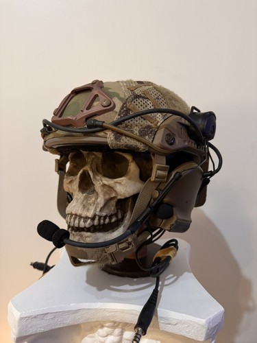 RARE Ops-Core FAST Ballistic Helmet Medium Tan With Peltors CAG SOF ...