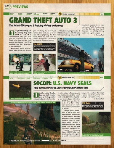 2001 Grand Theft Auto 3/SOCOM PS2 Xbox PREVIEW Print Ad/Poster Video ...