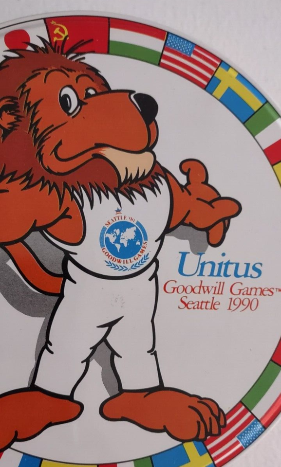 VTG Metal Tin Seattle Goodwill Games 1990 Mascot Unitus the Lion | eBay