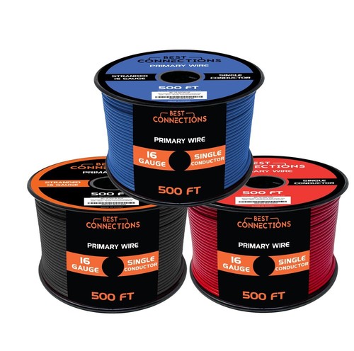 BEST CONNECTIONS Auto Primary Wire 500ft ea 3 Color Set Electrical ...