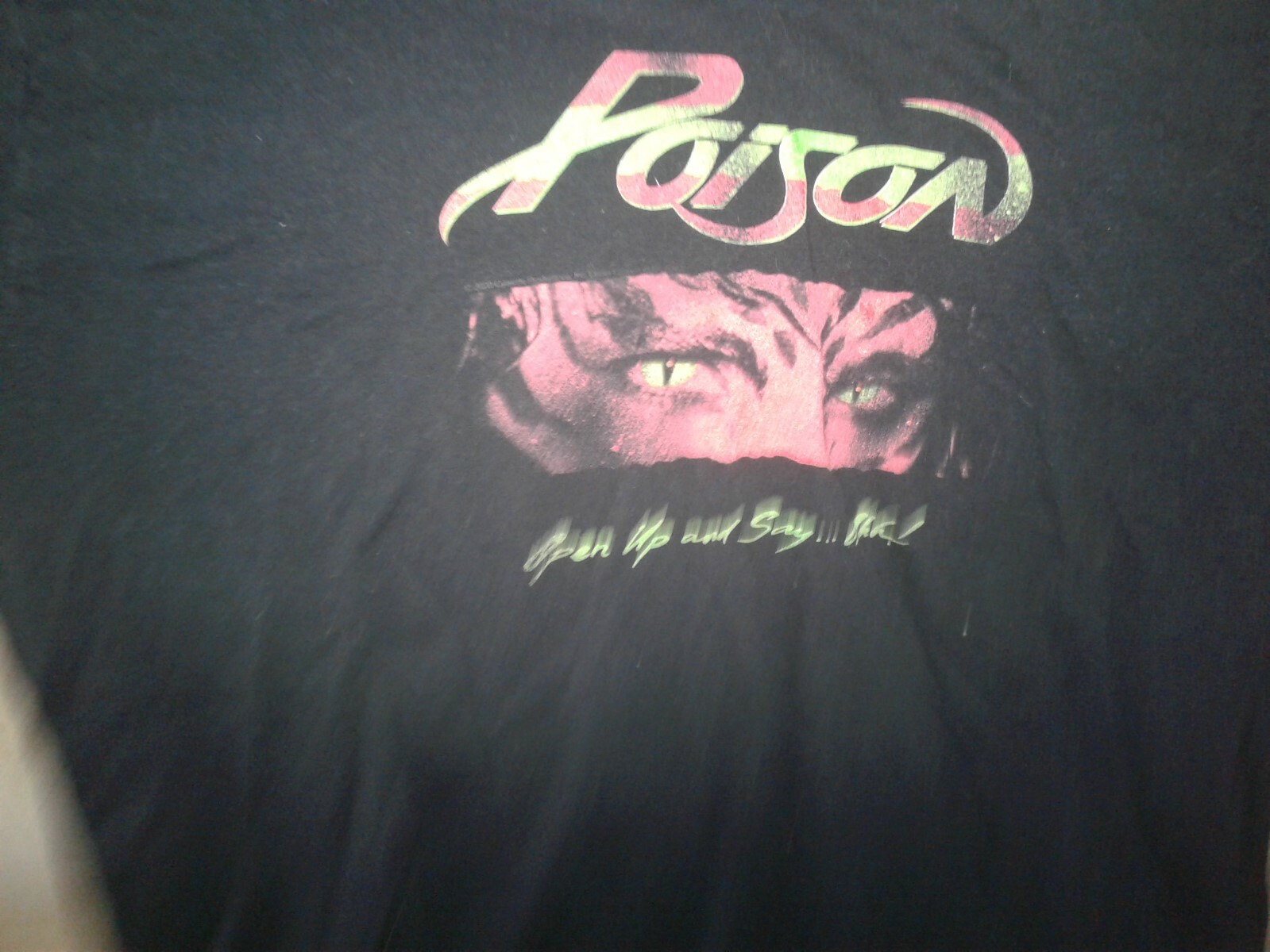 Poison ROCK BAND VNeck T-Shirt Open Up and Say Ahh WOMANS/GIRLS Black ...