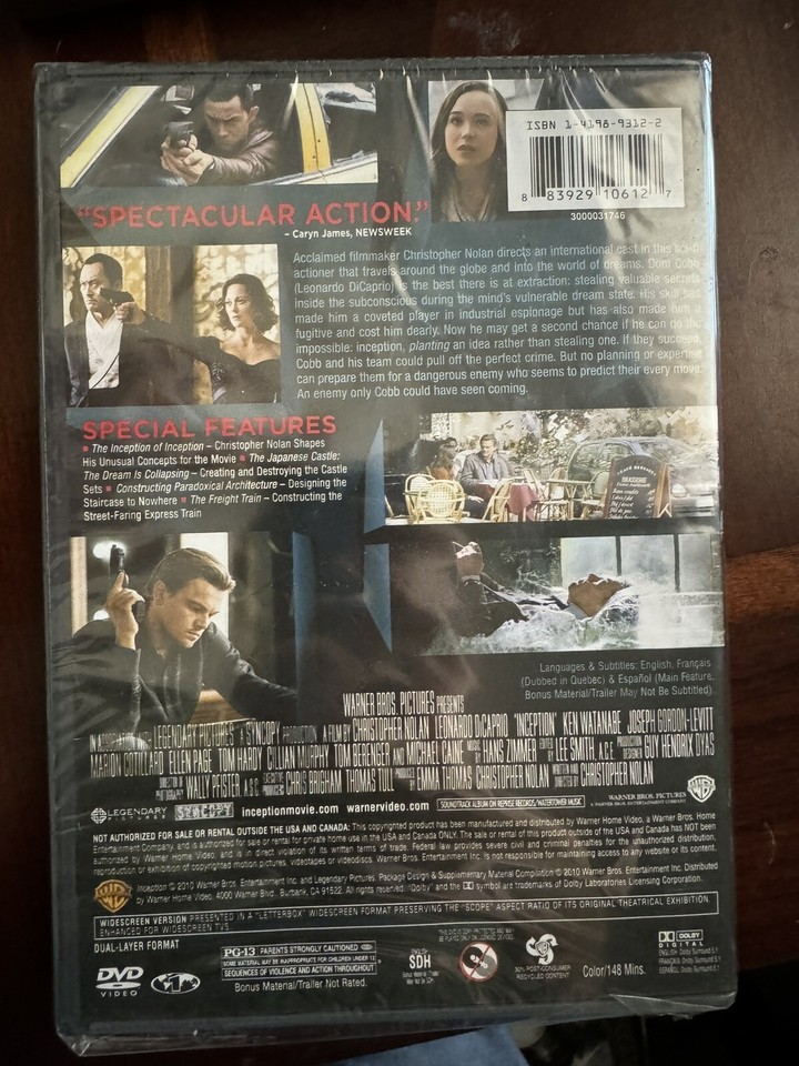 Inception (DVD, 2010) Brand New Sealed Leonardo DiCaprio Christopher ...