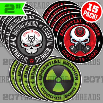 15 PACK 2" Essential Worker Hard Hat Sticker VARIETY Pack Nuclear Toxic ...