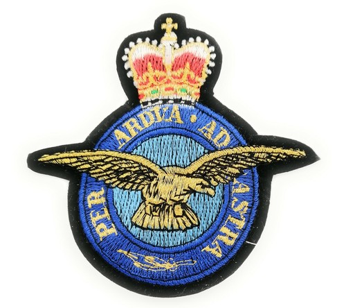 RAF Royal Air Force Crest Embroidered Sew on Patch Approx 70mm FREE UK ...