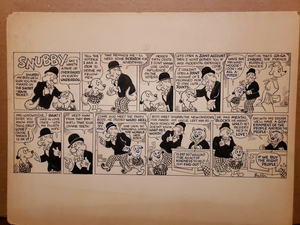 SNUBBY Sunday Comic Strip Original Art 1942-1956 MAL EATON Run For ...