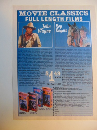 1995 MOVIE CLASSICS FULL LENGTH VHS FILMS print ad | eBay