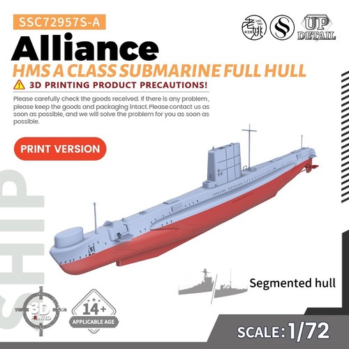 1/72 HMS A class Submarine Alliance Full Hull Military Model Kit ...