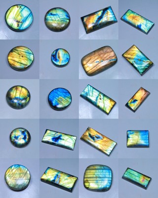 NATURAL GREEN FIRE LABRADORITE ROUND RECTANGLE CABOCHON PENDANT ...