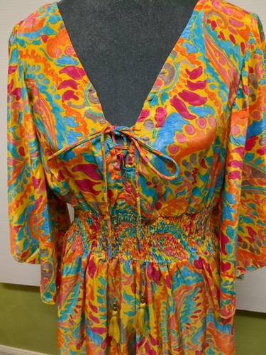 Me 2 Magic Anthropologie Colorful Paisley Boho Maxi Dress Women's Size ...