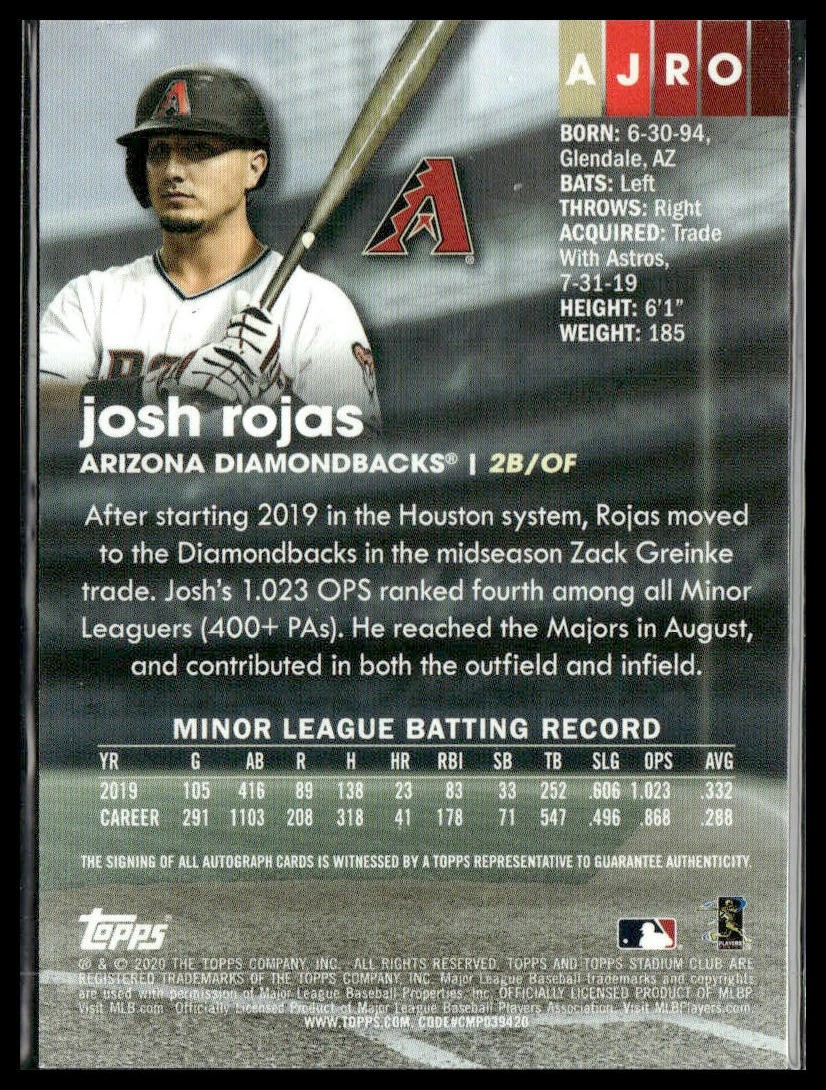 2020 Topps Stadium Club - Autographs Josh Rojas #AJRO (AU, RC) for sale ...