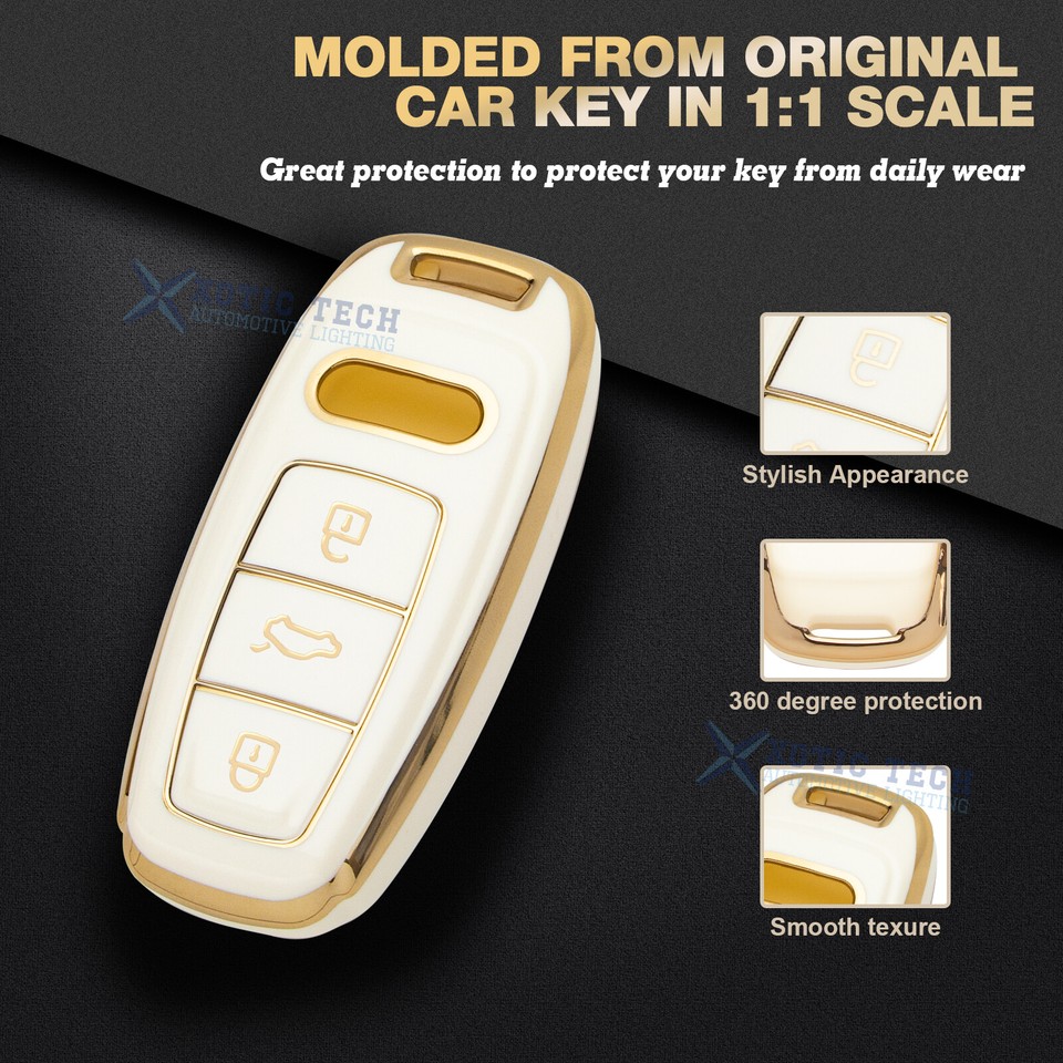 2X White TPU Full Cover Smart Key Fob Cover For Audi A3 S3 S6 RS6 S7 ...