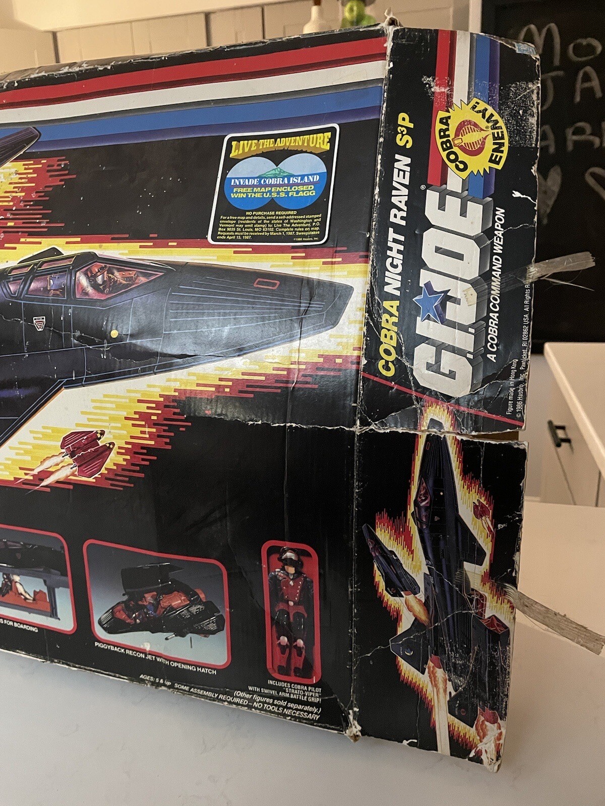 Vintage 1986 GI Joe Cobra Night Raven S³P Vehicle Strato Viper Figure ...