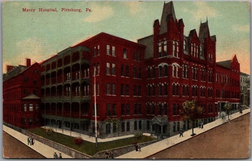 PITTSBURGH, Pennsylvania Postcard "Mercy Hospital" Street View / 1920 ...