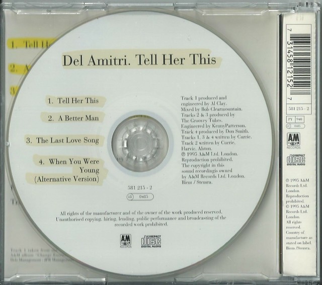 Del Amitri - Tell Her This 1995 UK CD A&M Justin Currie Iain Harvie ...