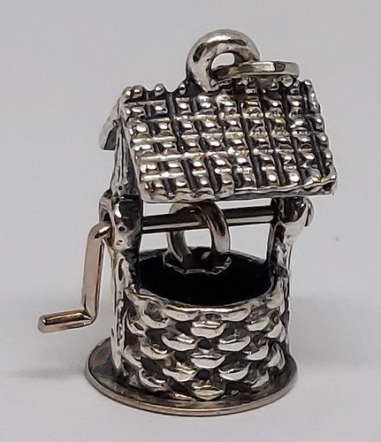 water wishing Well Moving handle bucket Vintage Sterling Silver 3D ...