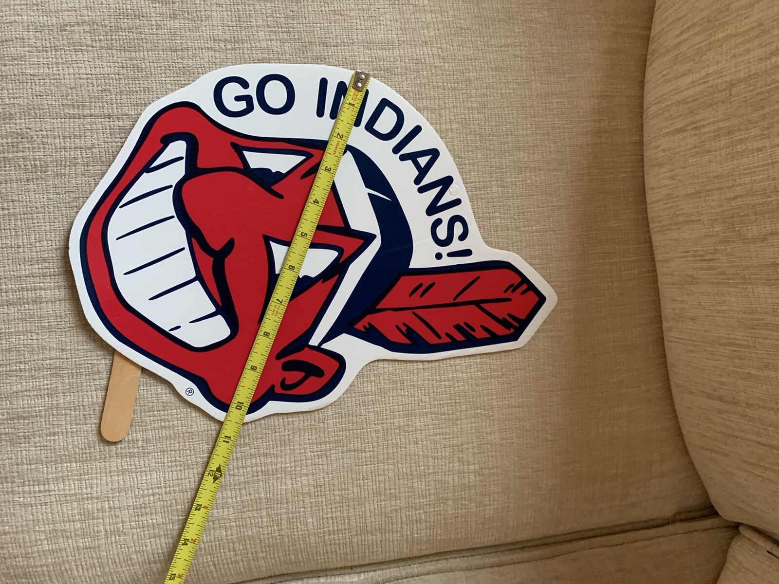 Vintage Genuine Cleveland Indians Go Indians Plastic Sign Chief Waho ...