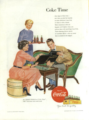 Coke Time Coca-Cola ad 1953 showing family photos to beau | eBay