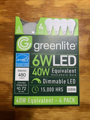 Greenlite LED Light Bulbs 6 Watt (40 Watt Equivalent) 4 Pack Bulbs B-G ...