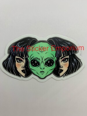 Alien Disguised As Girl Sticker ~ Aesthetic UFO Space Weird Freaky ...