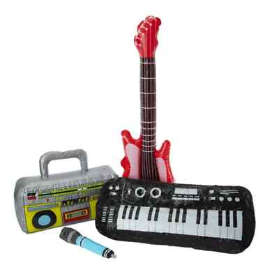 Blow Up Band in a Box Inflatable Instruments Guitar Keyboard Mic Boom ...