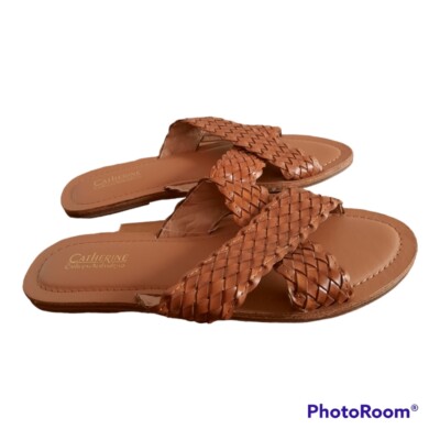 Catherine Catherine Malendrino Faux Leather Braided Flats Sandals | eBay