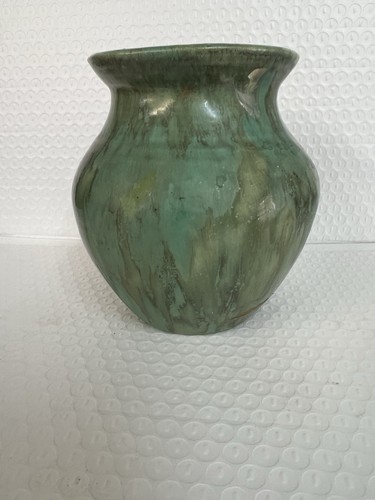 Vintage 5” Minature Art Pottery Vase Green Drip Glaze Illegible Mark | eBay