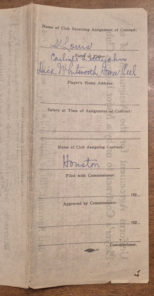 Branch Rickey Signed St.louis Assignment Contract Autograph 1926 | eBay