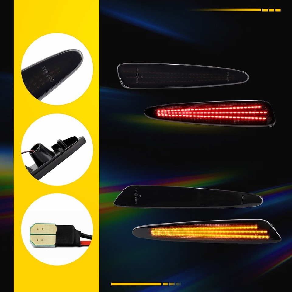 For 2005-2013 Chevy Corvette C6 Amber Red LED Front & Rear Side Marker ...