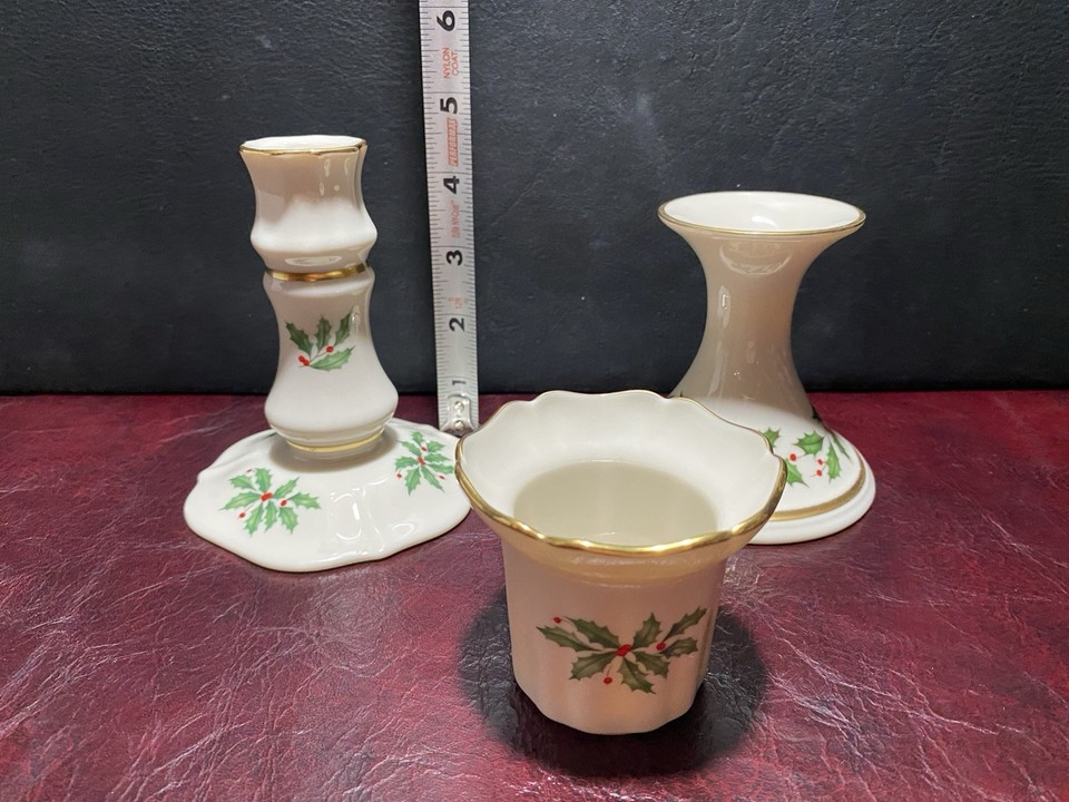 Lenox Christmas Candle Holders with Gold Trim | eBay